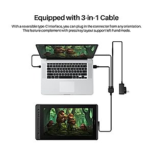 HUION KAMVAS Pro 16 Graphics Drawing Tablet with Screen Full-Laminated Tilt Battery-Free Stylus Touch Bar Adjustable Stand, Compatible with Windows, Mac and Linux, 15.6inch Pen Display Black