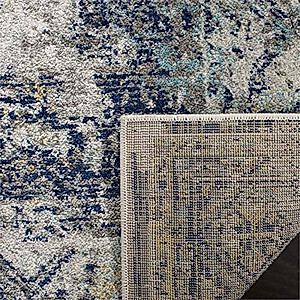 SAFAVIEH Madison Collection 3' x 5' Light Grey/Blue MAD158F Oriental Medallion Distressed Non-Shedding Living Room Bedroom Accent Rug