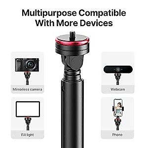 MT-54 Portable Adjustable 5ft Light Stand Tripod, Height 2ft to 5ft, Metal Stand for Small Photography Lights, Webcams, Cameras, 360º Rotating Mount, Aluminum Lightweight, with a Free Phone Mount
