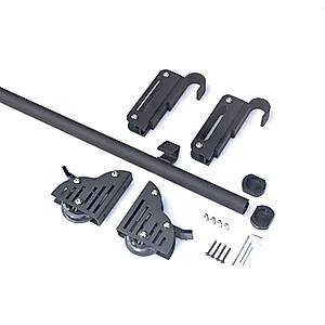 Black Tensible Hook on Rolling Library Ladder Hardware Home Office Library Barn Style Sliding Ladder Hardware Kit Round Track/Rail(No Ladder), Floor Roller with Brake (Size : 13ft/400cm Track kit)