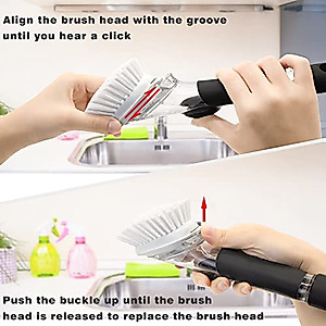 Dish Cleaning Soap Dispensing Brush Refills for OXO Dish Brush - 4 Pack Brush Head Replacement for Scrubber (White)…