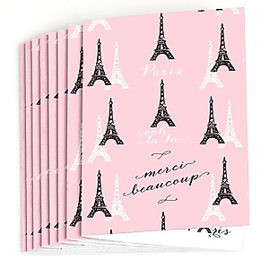 Big Dot of Happiness Paris, Ooh La La - Paris Themed Baby Shower or Birthday Party Thank You Cards (8 count)