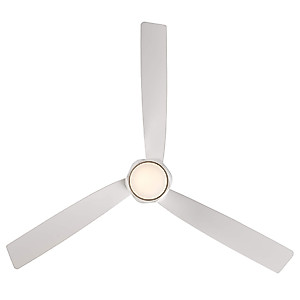Modern Forms Twirl Smart Indoor and Outdoor 3-Blade Ceiling Fan 58in Matte White 3000K LED Light Kit and Remote Control worksworks with Alexa and iOS or Android App