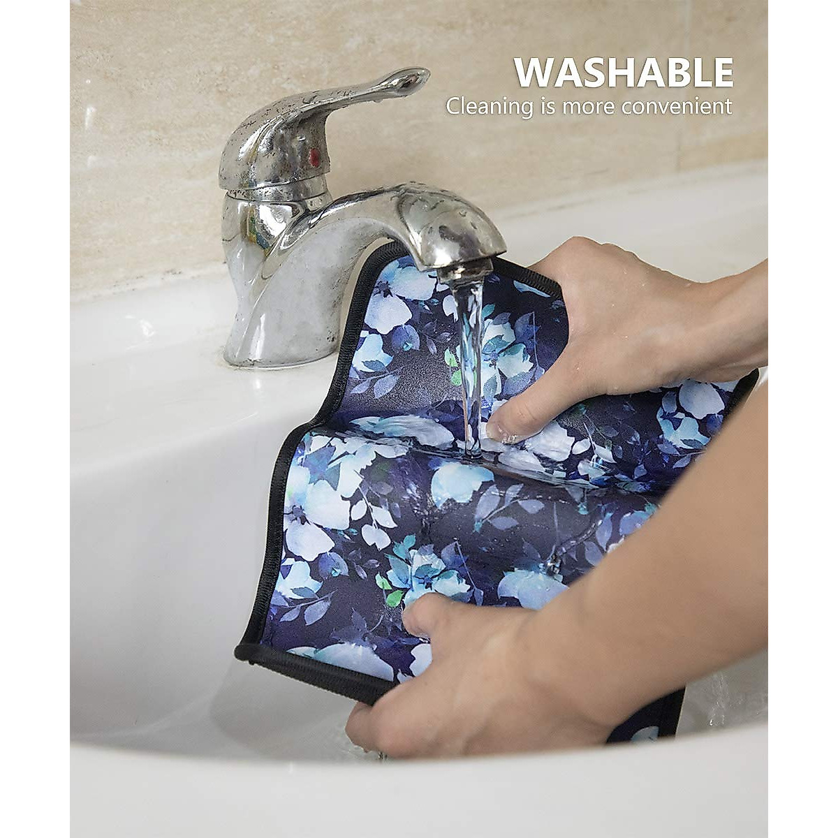 YR Vehicle Center Console Armrest Cover Pad, Universal Fit Soft Comfort Center Console Armrest Cushion for Car, Stylish Pattern Design Car Armrest Cover, White Flower