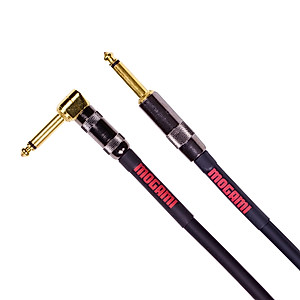 Mogami OD GTR-12R Overdrive Guitar Instrument Cable, 1/4" TS Male Plugs, Gold Contacts, Right Angle and Straight Connectors, 12 Foot