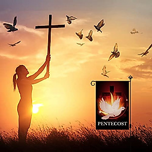 Vohado Pentecost Garden Flag Come Holy Spirit Jute Farmhouse Home Front Yard Sign Outdoor Decoration
