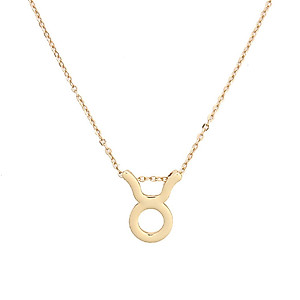 HOLY KT 12 Constellation Zodiac Pendant Necklace Astrology Gold Tone Chain with Gold Message Card for Women Jewelry