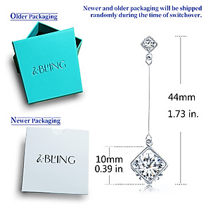 SBLING Platinum-Plated Cubic Zirconia Drop Earrings, 3.9 cttw, Cube
