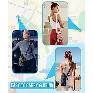 TBOCNO 64oz Half Gallon Water Bottle With Sleeve/Time Marker/Straw/Dust Proof Lids-Large Reusable Drink Container for Gym, Work and Daily Use