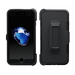 iPhone 7 Plus Case, ToughBox® [Armor Series] [Shock Proof] for Apple iPhone 7 Plus Case [Built in Screen Protector] [with Holster & Belt Clip] [Fits OtterBox Defender Series Belt Clip] (■ Black)