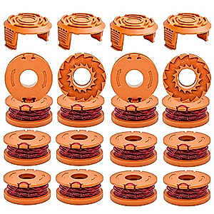KAKO Replacement Spool for Worx Weed Eater String Wa0004, for Worx Trimmer Line Spools 10ft 0.065" Trimmer Line for Worx Wa0004 Replacement Spool Fit for Worx Trimmer Wa0004 Wa0010 (16 Spool+4 Cap)
