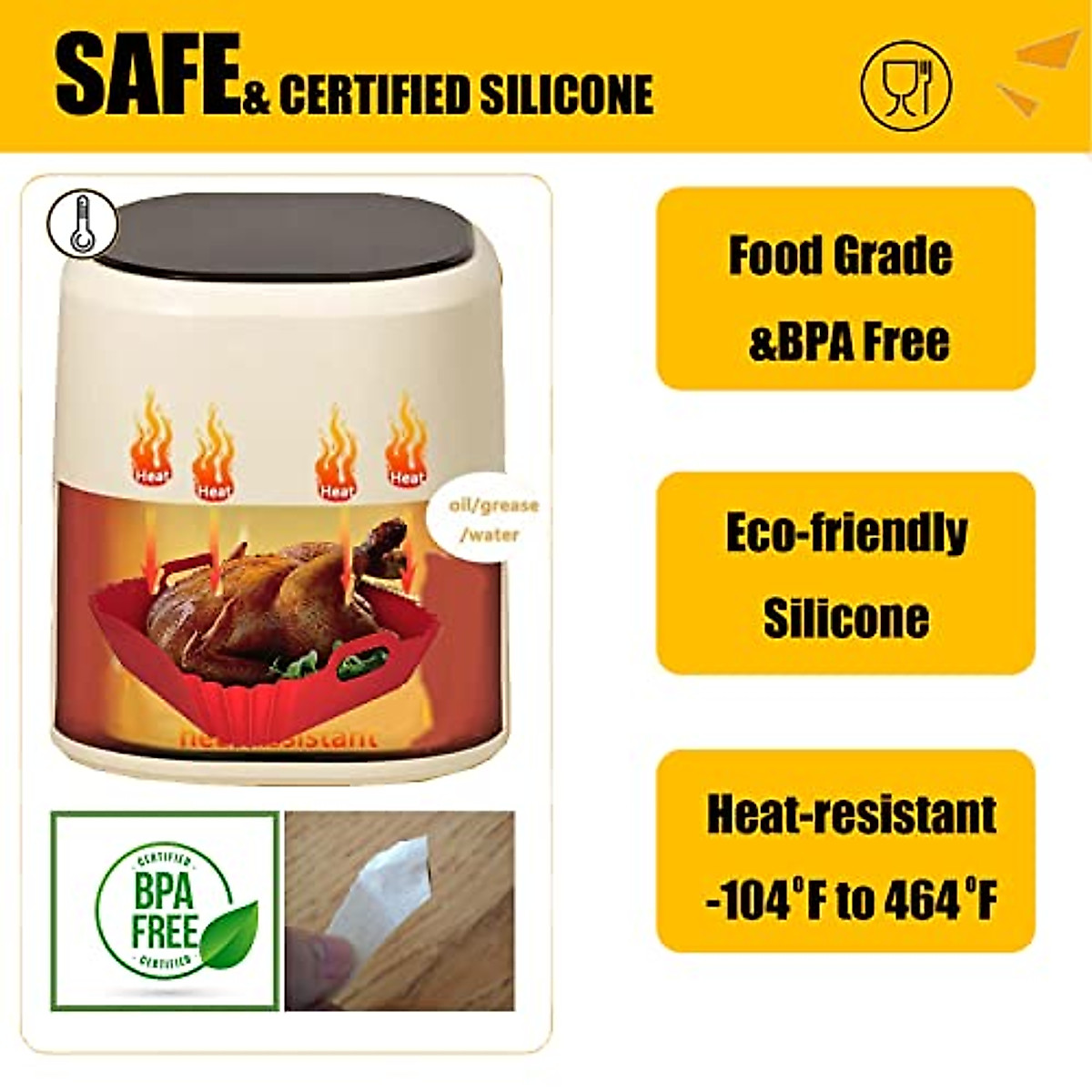 Air Fryer Silicone Liners 2 Pack,Reusable Air Fryer Silicone Basket Bowl Round for 3-5QT,Non-stick Food-grade Silicone Pot Baking Tray,Replacement Of Flammable Parchment Liner Paper Pink +Red