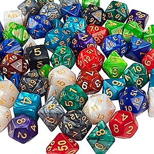 Monster Gaming 200 count Bulk Dice Value Pack-10 Different Marbled Colors -Multi-Colored Assorted Polyhedral Die, Compatible with Dungeons and Dragons, RPG & Board Games- Includes D4 D6 D8 D10 D12 D20