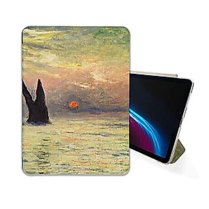 Claude Monet Sunset at Etretat case Compatible with iPad Mini Air Pro 7.9 8.3 9.7 10.2 10.9 11 12.9 inch Pattern Cover New 2022 2021 Trifold Stand 3 4 5 6 7 8 9 Generation (8.3 Mini 6)