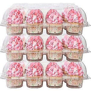 10-Pack of 12-Compartment Stackable Cupcake Carrier - High Tall Dome Clear Cupcake Boxes for Mini or Full-Size Cupcakes, Cupcake Containers Plastic Disposable, Cup Cake Holders