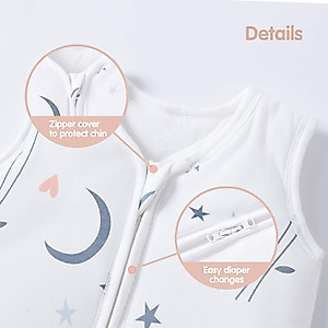 Mosebears Sleep Sack Baby Winter Wearable Blanket with 2-Way Zipper,2.5 TOG Cotton Sleep Sack Unisex (White Animal, 6-12 Months)