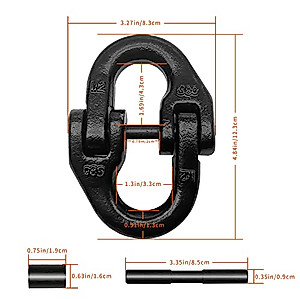 Tovendor Tow Hitch Safety Chain Connector Link 1/2 inch, G80 Alloy Steel Trailet HammerLock Coupling Link, 12000 Lbs Loading, Pack of 2