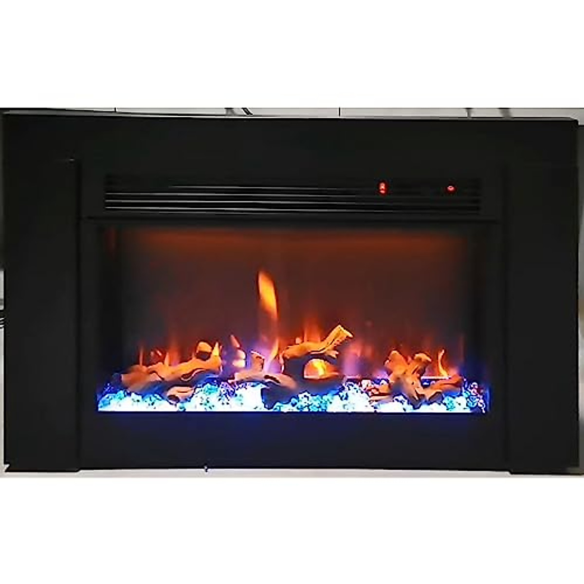 Y Decor 33 in. Realistic Flame Electric Fireplace Insert in Black with Remote Control
