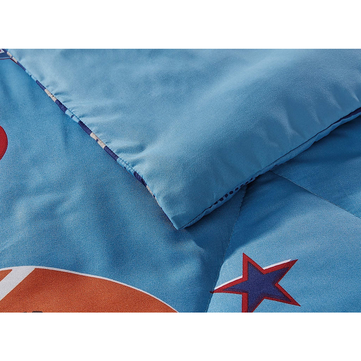 Chezmoi Collection 6-Piece Kids/Teens Mini Bed in a Bag - Soft Microfiber Navy Blue Black Orange Red White Basketball Football Soccer, Sports Comforter Set with Fitted Sheet Full Size