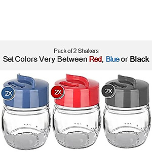 Glass Salt And Pepper Shaker Set, Spice Storage For Table Serving And Cooking With Dual Perforated Shaking Top - 3 Oz Spice Seasoning Shaker - 2 Pack