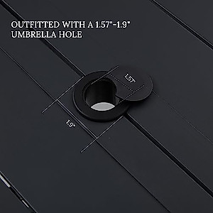 DIFY Rectangle Outdoor Dining Table for 6, 59"x 38" Patio Dining Table with Umbrella Hole, All Weather Outdoor Table for Lawn Garden, Black