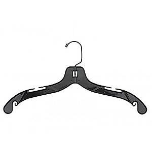 NAHANCO 8500BH Plastic Top Hangers, Heavy Weight withBlack Hook, 17", High Gloss Black (Pack of 100)