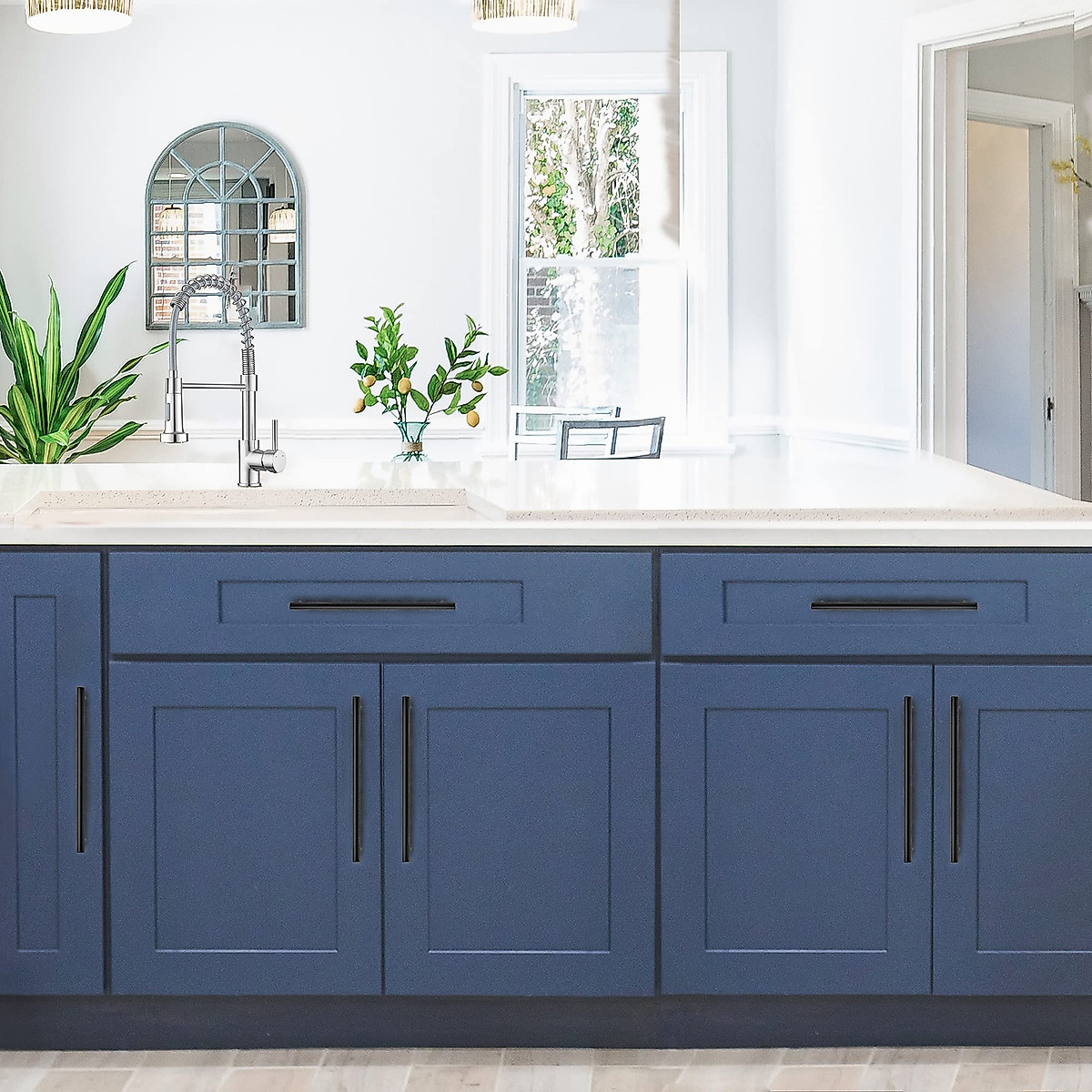 Ravinte 10 Inch Cabinet Handles Matte Black Drawer Pulls Stainless Steel Kitchen Cabinet Hardware Cabinet Pulls 10" Length,7-1/2" Hole Center|1 Pack