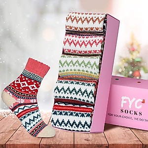 FYC Women Socks Winter - Gifts for Women - Warm Thick Soft Wool Socks Christmas Gifts Socks Cozy Crew Socks, multicolor, One Size