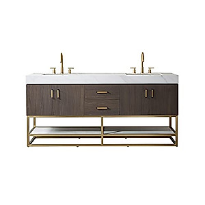 VINNOVA Toledo Bathroom Vanity, 72 Inches, Dark Walnut