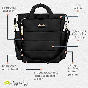Itzy Ritzy Dream Convertible Diaper Bag Tote Backpack - Baby Diaper Bag with 14 Pockets, Changing Pad & More (Midnight Black)