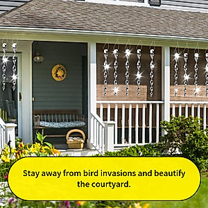 KOKMEYA Bird Scare Rods Silver Hanging Plastic Bird Deterrent Device, Wind Driven Rotation Reflective Scare Rods to Keep Birds Away from House Windows Outdoor Garden Yard 6Pcs