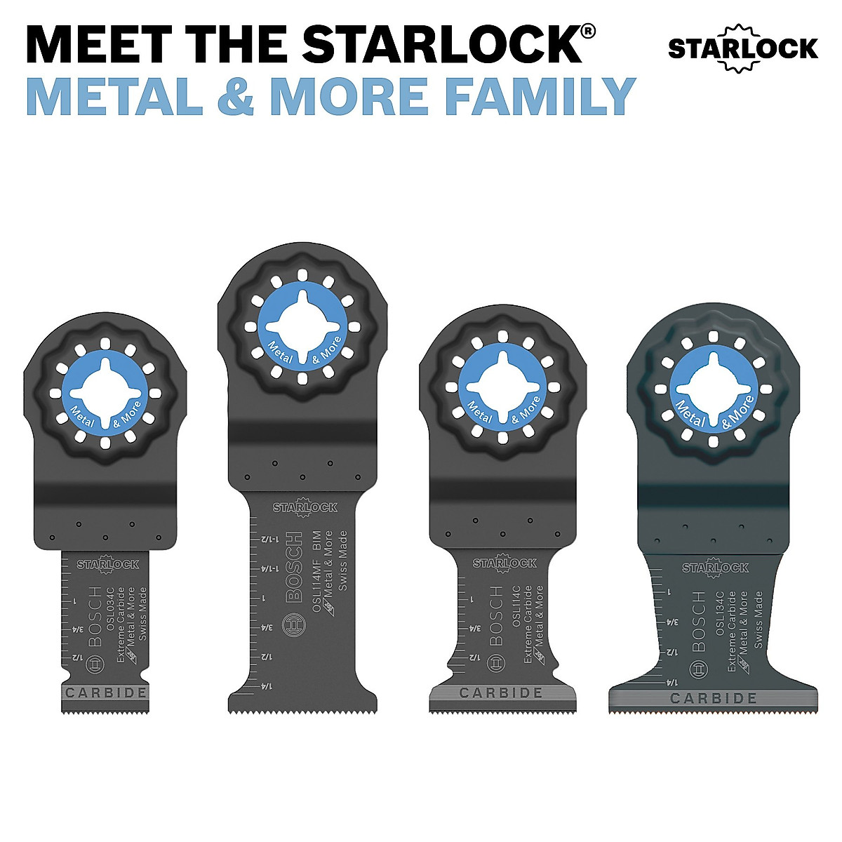 BOSCH OSL002CH 2-Piece Mixed Set 3/4 In. & 1-3/4 In. Starlock Oscillating Multi Tool Metal & More Carbide Extreme Plunge Cut Blades for Cutting Iron Bar, Metal, Wood with Nails, Drywall and Tile