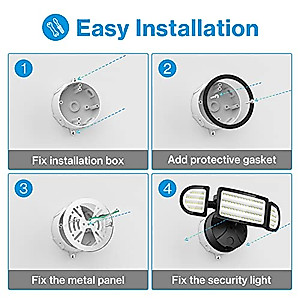 Atfoyer 70W LED Flood Light Outdoor, 6300LM Super Bright Security Light with 3 Adjustable Heads, IP65 Waterproof LED Flood Light Fixture, 6500K LED Exterior Floodlight for Eave, Garden, Garage, Yard