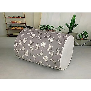 ACMUUNI Durable Canvas Large Clothes Basket Laundry Hamper with Handles,Waterproof Cotton Storage Organizer Perfect for Kids Boys Girls Toys Room, Bedroom, Nursery,Home,Gift Basket(Grey Dinosaur)
