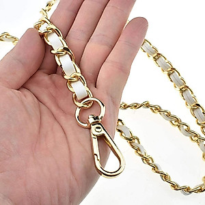 Bag Chain, Fashion Shoulder Bag Strap, Detachable Girl Metal Braided Chain, Durable Purse Straps Replacement Bag Accessories(Silver&Black)