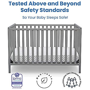 Delta Children Heartland 4-in-1 Convertible Crib, Grey with Twinkle Stars Crib & Toddler Mattress