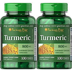 Puritan's Pride Turmeric 800 mg 100 Capsules (2 Pack)