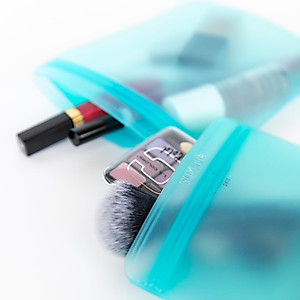 Bumkins Silicone Reusable Sandwich and Snack Bags, Storage, Food Prep, Lunch Bag, Washable Zip Bag, Microwave, Freezer and Dishwasher Safe, Travel, Leak Resistant, Sticky Lining Locks Out Air (Pink)