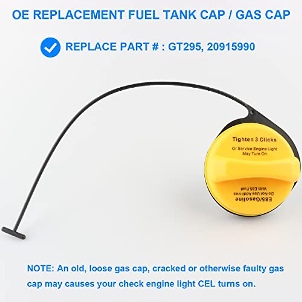 E85 Gas Cap, Fuel Gas Cap Replace GT295, 20915990 Compatible with Chevy GMC Cadillac - 2007-2011 Avalanche, Silverado 1500, Suburban 1500, Tahoe, 2007-2011 Sierra 1500, Yukon, 2009-2011 Escalade, More