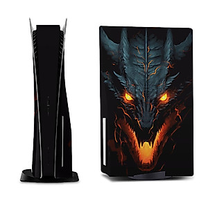 AoHanan Black Fire Dragon 5 Skin Controller Accessories Cover Skins Anime Vinyl Cover Sticker Full Set for 5 Disc Edition