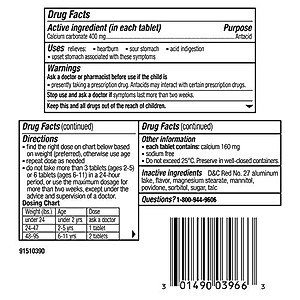 Pepto Kid's Bubblegum Flavor Chewable Tablets for Heartburn, Acid Indigestion, Sour Stomach, and Upset Stomach for Children 24 ct