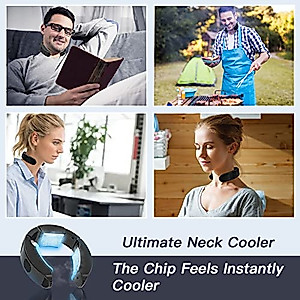 CXLiy Neck Fan, Neck Air Conditioner, 3 Cooling Plates Portable Neck Fan, Hands-Free Around the Personal Fan, Semiconductor Cooling Neck Fan 2 Modes (No Built-in Battery, with 10000mAH Power Bank)
