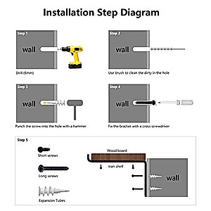 Mkono Floating Shelves Wall Mounted Rustic Wood Wall Shelf Modern Storage Shelving with L Brackets for Home Decor Bathroom Bedroom Living Room Kitchen Office Set of 2, Brown, 17"
