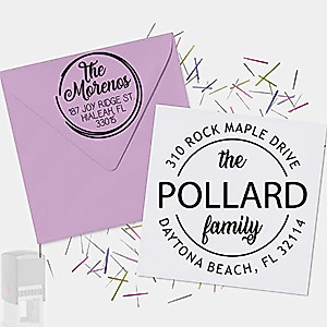 Custom Address Stamp Self-Inking Monogram Address Stamp Personalized Address Stamp 10+ Designs! (Round 6)