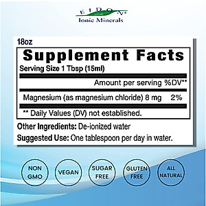 Eidon Liquid Magnesium Concentrate - Ionic Magnesium Drops Supplement for Adults, Men and Women, Supports Muscle Relaxation, Bioavailable, No Additives or Preservatives - Magnesium Chloride, 18 oz