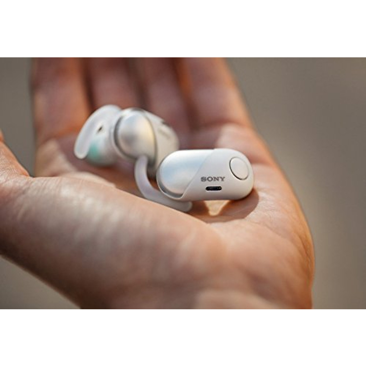 Sony WF-SP700N/W True Wireless Splash-Proof Noise-Cancelling Earbuds with Built-In Microphone (White), 5 x 2.4 x 6 inches