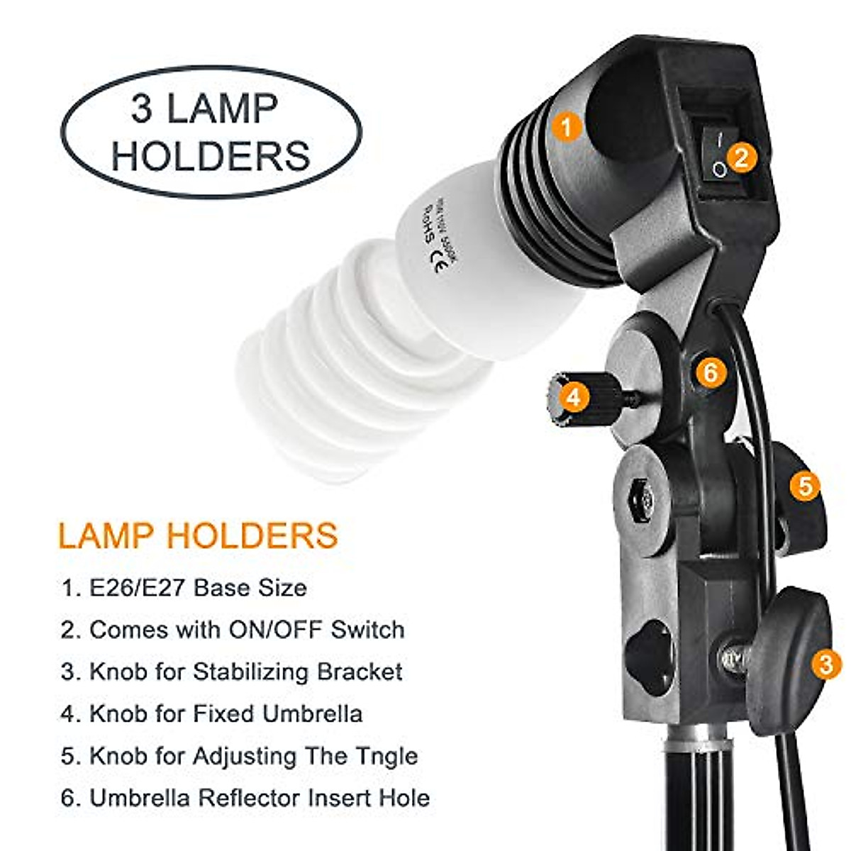 EMART Umbrella Photography Lighting Kit with 700W CFL 5500K Bulbs ,Soft Light Continuous Reflective Umbrella Lights Photography Kit for Portrait Studio Video Recording, Filming, Podcast