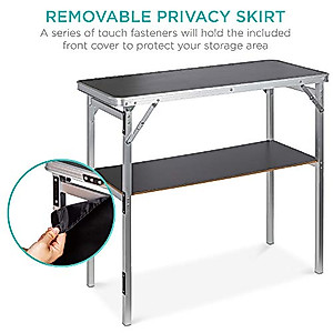 Best Choice Products Portable Pop-Up Bar Table for Indoor, Outdoor, Party, Picnic, Tailgate, Entertaining w/Carrying Case, Storage Shelf, Removable Skirt