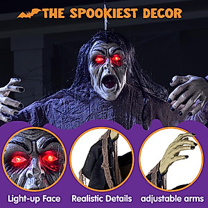 JOYIN Halloween Hanging Zombie Groundbreaker in Green Crawling Creepy Halloween Animatronic Decorations for Halloween Party Prop,Outdoor Lawn Patio Yard Decor Outdoor and Scary Lawn Graveyard Decor