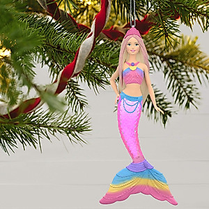 Hallmark Keepsake Christmas Ornament 2019 Year Dated Barbie, Rainbow Lights Mermaid